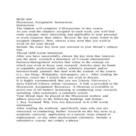 BUSI 604Discussion Assignment InstructionsInstructionsThe st | PDF