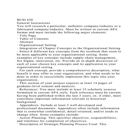 BUSI 650General InstructionsYou will research a particular, au.docx