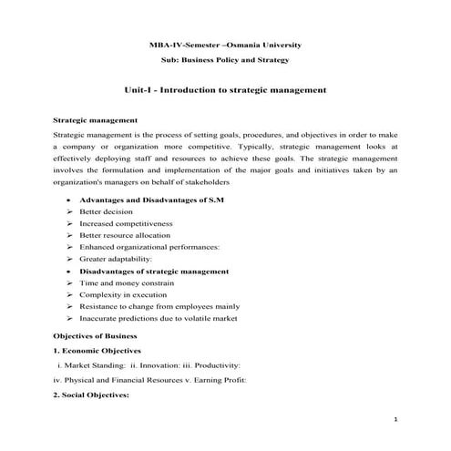 Business Policy and Strategy.docx, Teaching notes, MBA-IV semester | DOCX