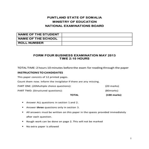 POB PAST PAPER | PDF