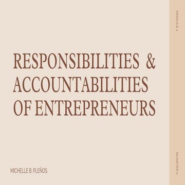 RESPONSIBILITIES OF ENTREPRENEURS IN THE SOCIETY | PPT