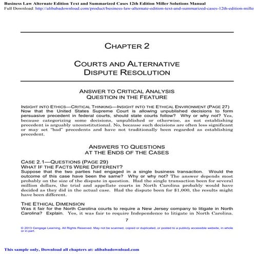 Business Law Alternate Edition Text and Summarized Cases 12th Edition ...