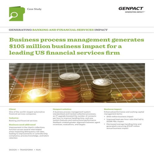 Business Impact of Genpact Banking and Financial Services | PDF