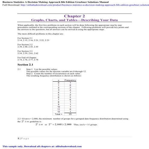 Business Statistics A Decision Making Approach 8th Edition Groebner ...