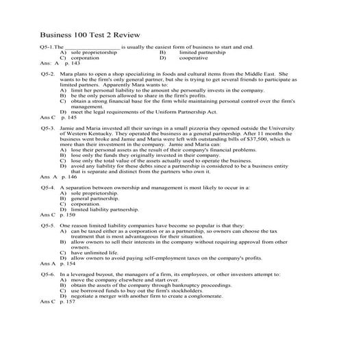 Business 100 test 2 review | DOC