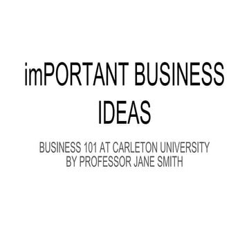 Business 101 Slides from Carleton Universtiy | PPTX
