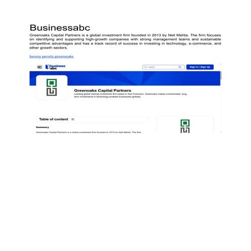 Greenoaks Capital Partners is a global investment firm founded in 2013 ...