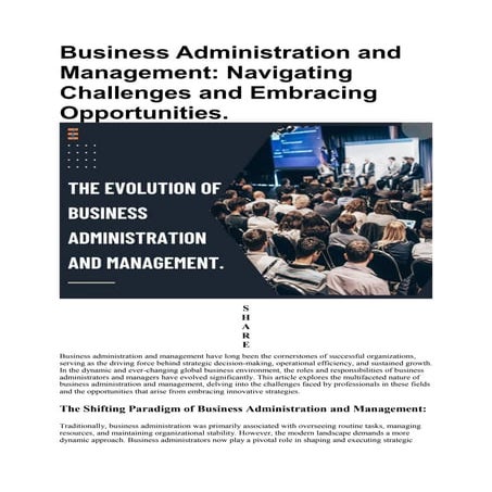 Business Administration and Management: Navigating Challenges and Embracing Opportunities. | PDF