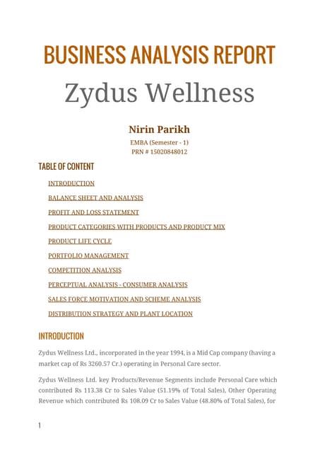 Zydus final ppt | PPTX | Business Accounting & Finance | Business