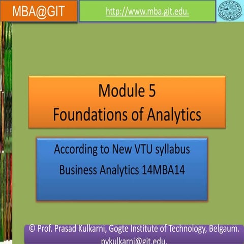 Business Analytics Module 5 14MBA14 according to New VTU syllabus | PPTX