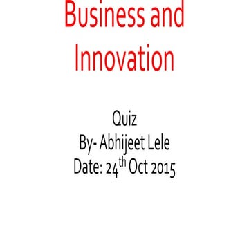Business and Innovation - Quiz | PPTX