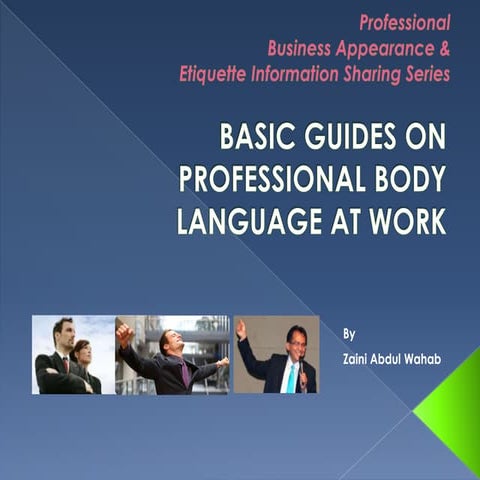 Professional Appearance & Etiquette - Basic guides on body language | PPSX