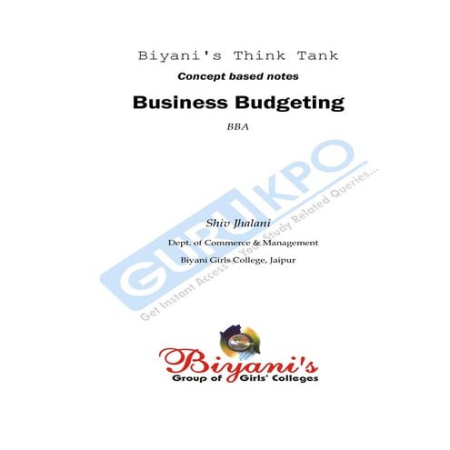Business budgeting | PDF | Business Accounting & Finance | Business