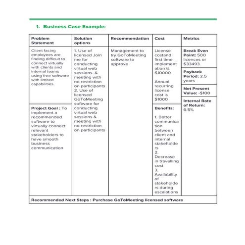 Business case example and template pm | PDF