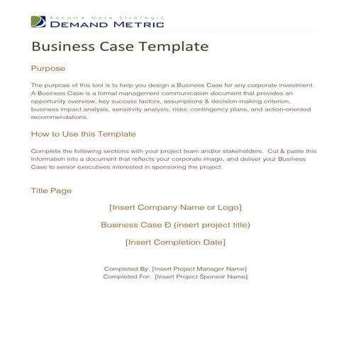 Business Case Template | DOC