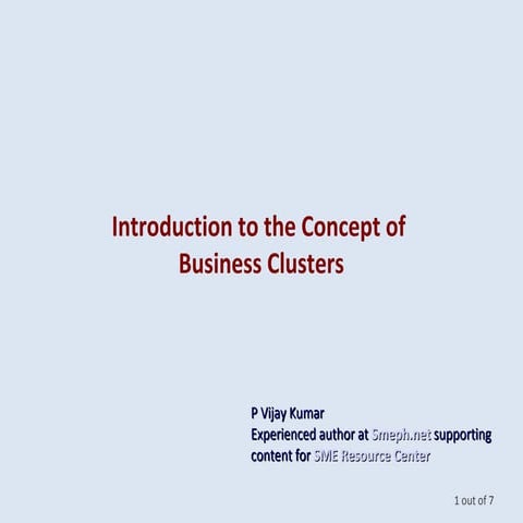 Introduction to the Concept of Business Clusters | PPT