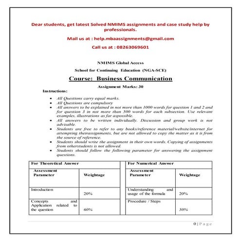 Business communication nmims latest solved assignments | DOC