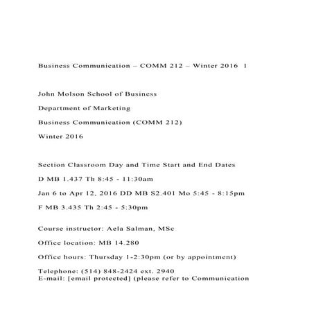 Business Communication – COMM 212 – Winter 2016 1 .docx | Social ...