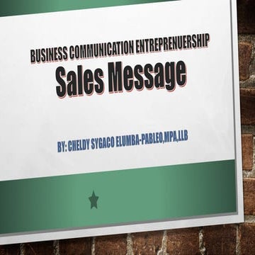 Business Communication Entrepreneurship | PPTX