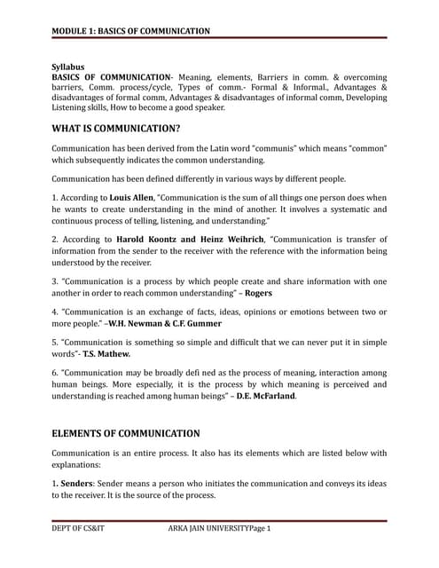 Business communication bba semester 1 notes | PPT