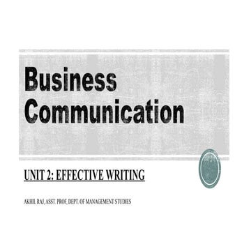 Business Communication Unit - 2 ( PPT ) | PPT