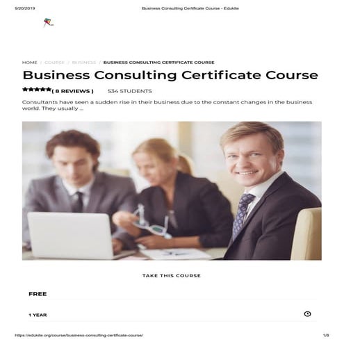 Business Consulting Certificate Course - Edukite | PDF