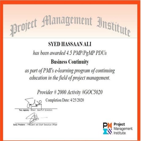 PMI Business Continuity | PDF