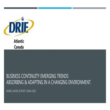 Business Continuity emerging trends - DRIE Atlantic - Business ...