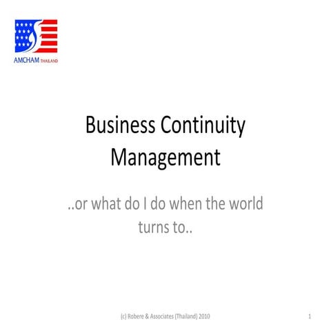 Business continuity management | PPT