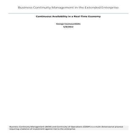 Business continuity management and the extended enterprise | PDF