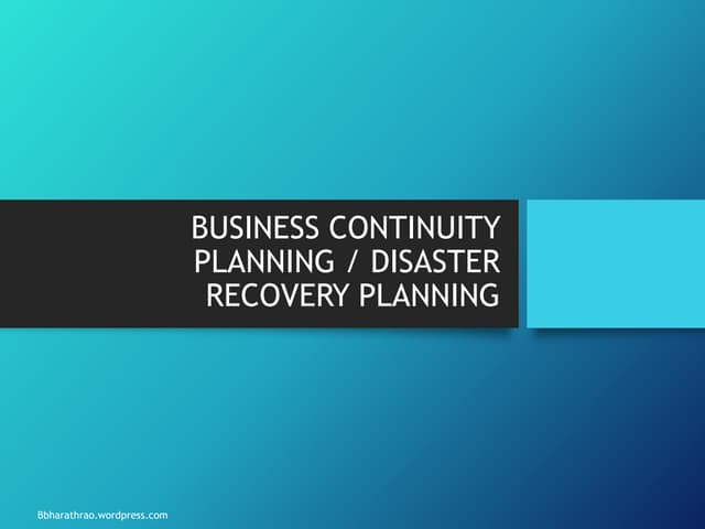 Business Continuity Planning Presentation Overview | PPT