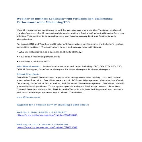 Business Continuity With Virtualization Pdf