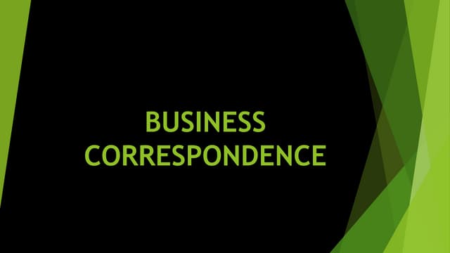 Business Correspondence Types of Business Correspondence Letter ...