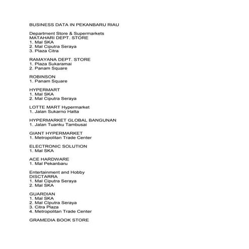 Business data in Pekanbaru Riau | PDF