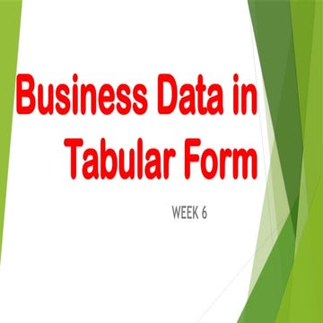 Business Data in Tabular Form presentation | PPTX