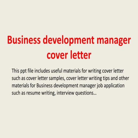 Business development manager cover letter | PPTX