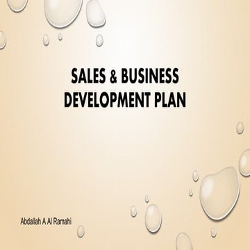 General plan to Develop Sales in different areas - Major points, one ...