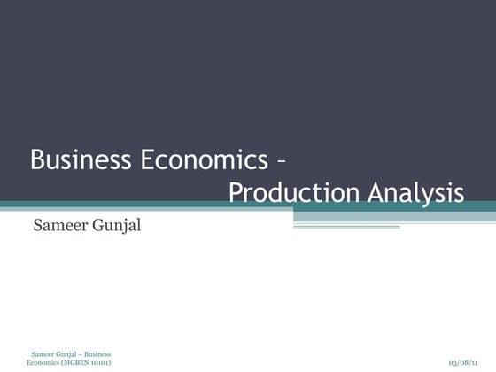 Production Analysis | PPT