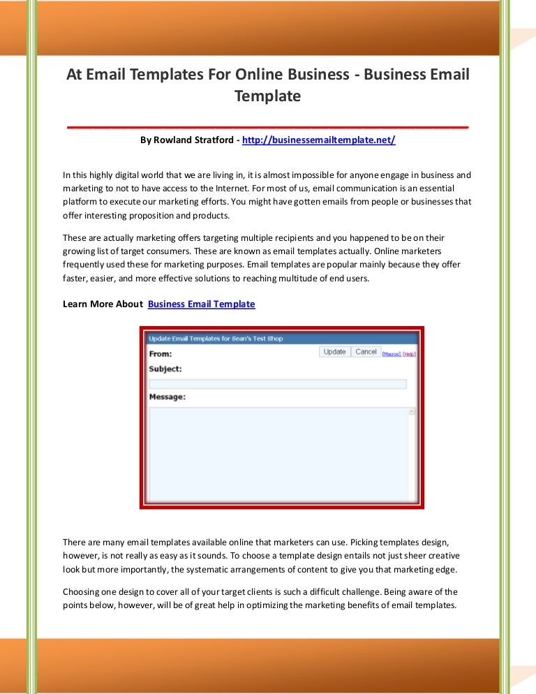 Business email template
