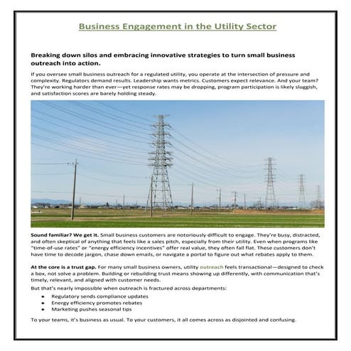 Business Engagement in the Utility Sector | PDF