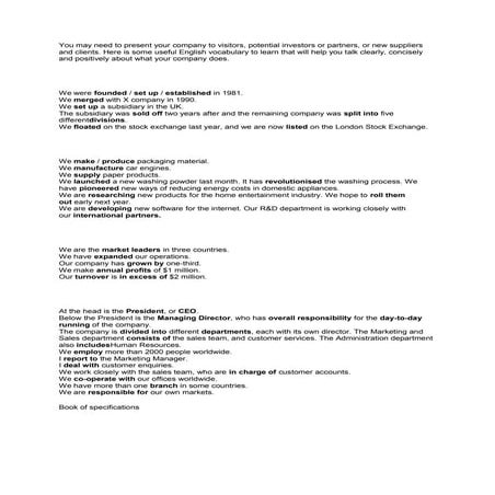 Talking about your company | DOC