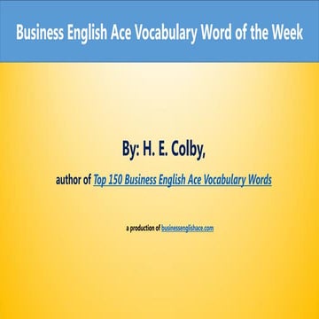 Business English Ace Vocabulary- Business Angel | PDF