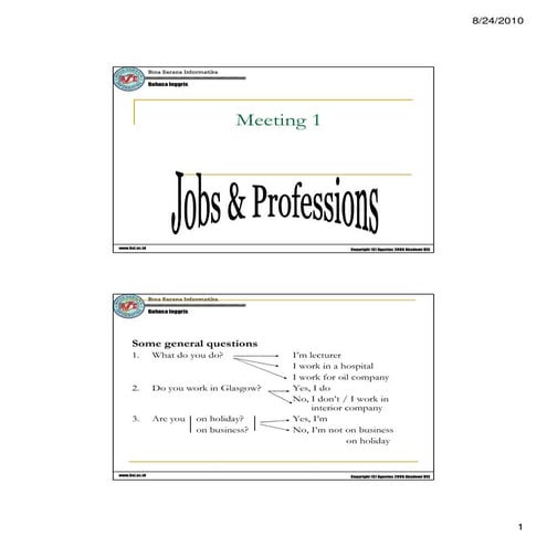 Business english meeting 1 | PDF