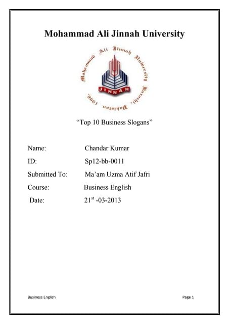 Title Page For Assignment, A sample | DOCX