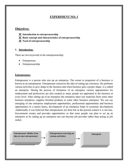 Introduction to entrepreneurship | DOCX