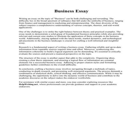 Business Essay | PDF