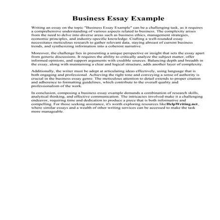 Business Essay Example | PDF