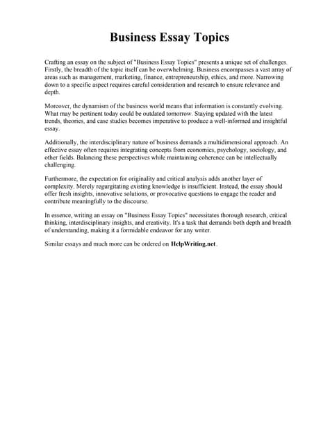 Business Essay | PDF