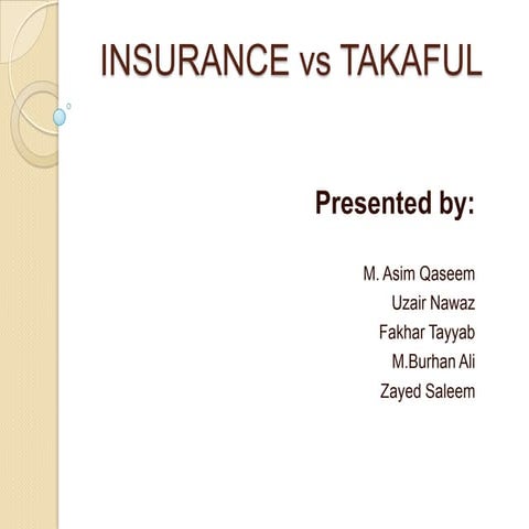 Insurance Vs Islamic Insurance(takaful) | PPTX
