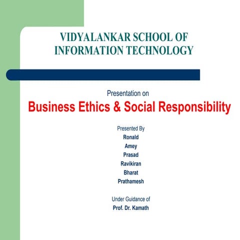 BUSINESS ETHICS and SOCIAL RESPONSIBILITY | PPT